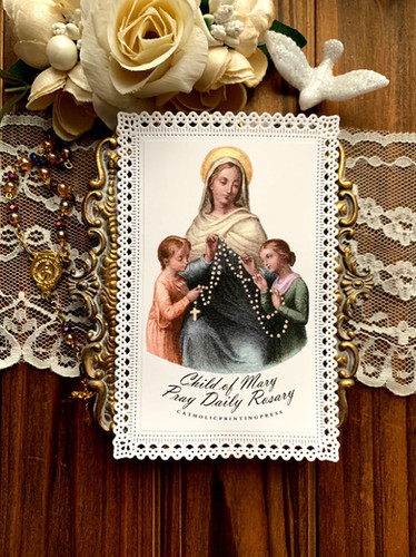 Child of Mary Rosary Heirloom paper lace holy card | CatholicPrintPress