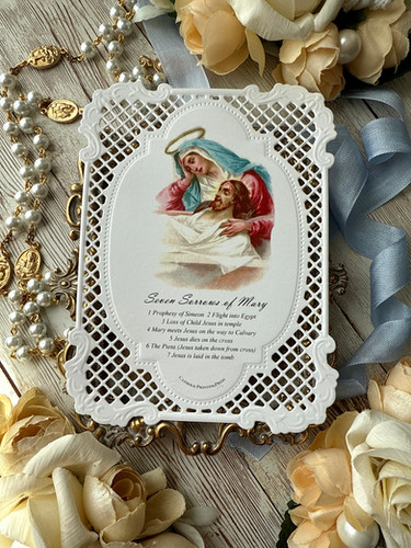 Chaplet of the Seven Sorrows Guide paper lace card | CatholicPrintPress