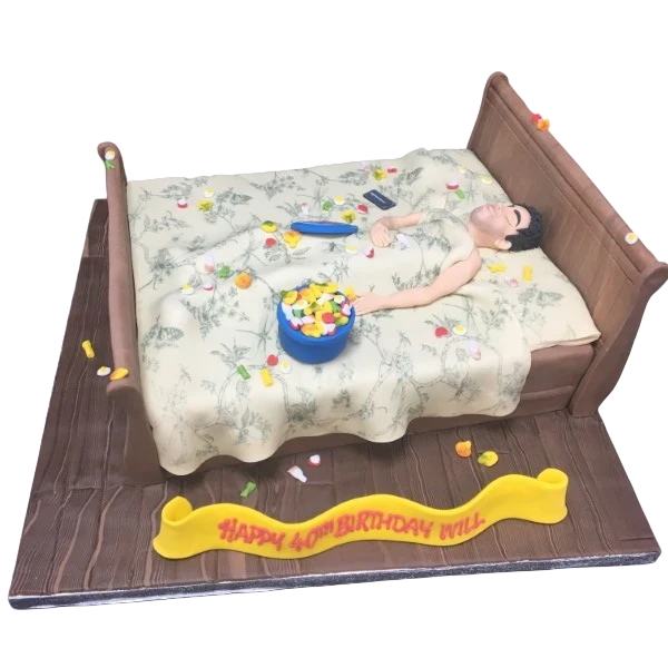 Custom Birthday Cake SWEETS IN BED Theme Bespoke Celebration Dessert ...