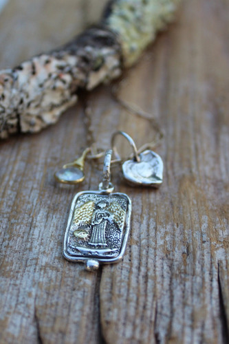 "Trinity of Joy" Talisman Charm Necklace with Rainbow Moonstone ...