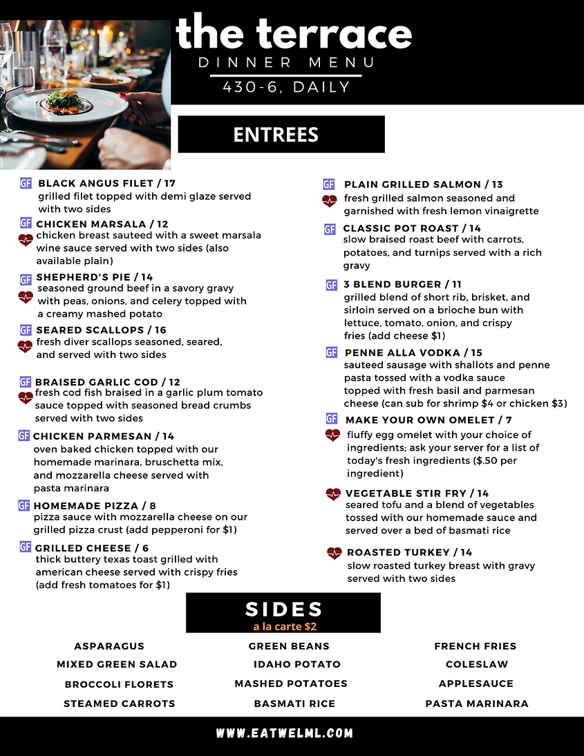 terrace restaurant menu | Dining