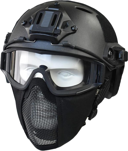 Tactical Fast Helmet with Ear Protection Foldable Half Face Airsoft ...