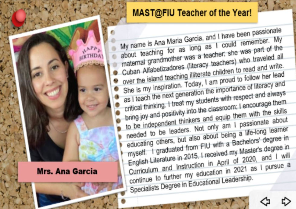 Meet the MAST@FIU Teacher of the Year: Mrs. Garcia