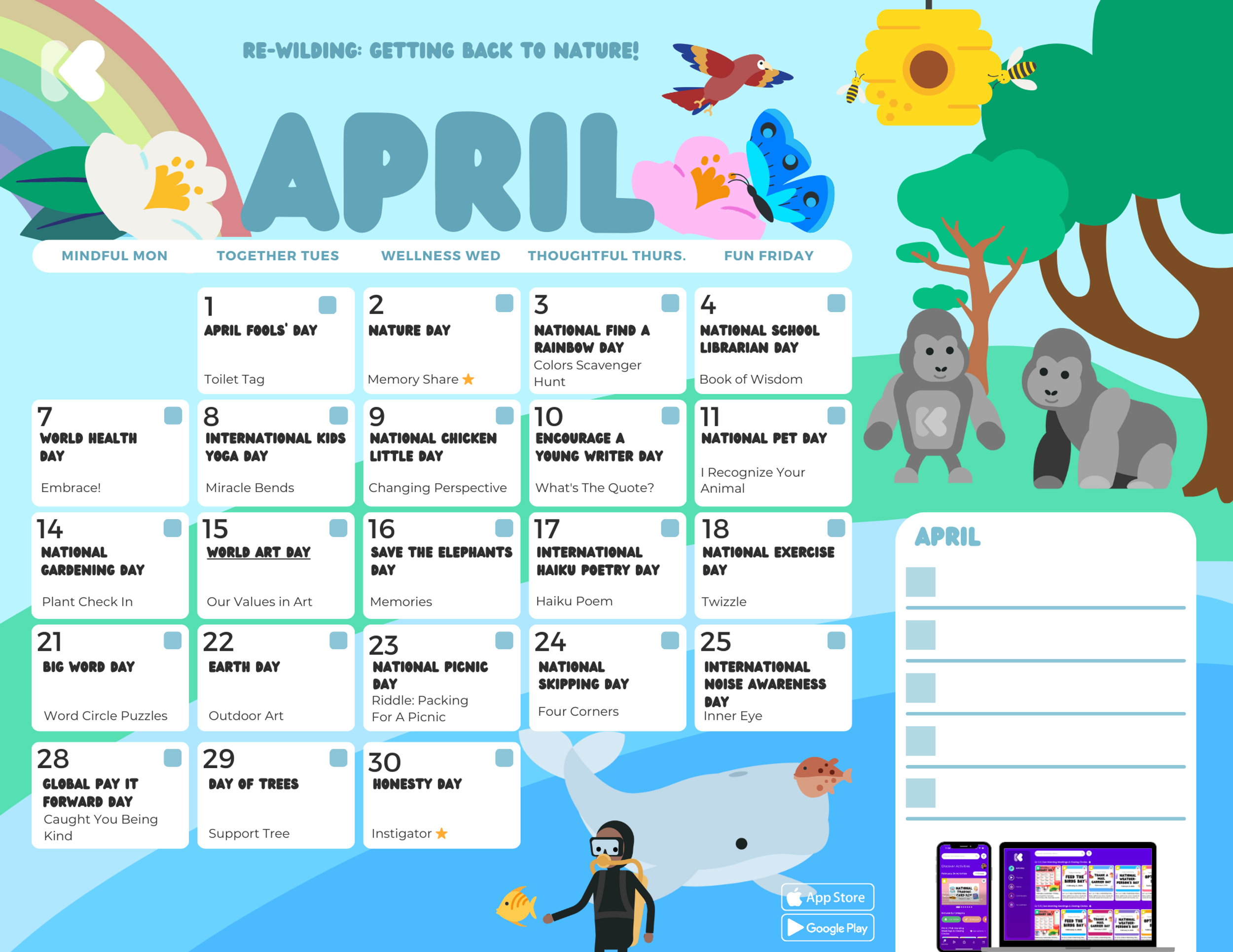 Kikori April Social Emotional Learning (SEL) Calendar