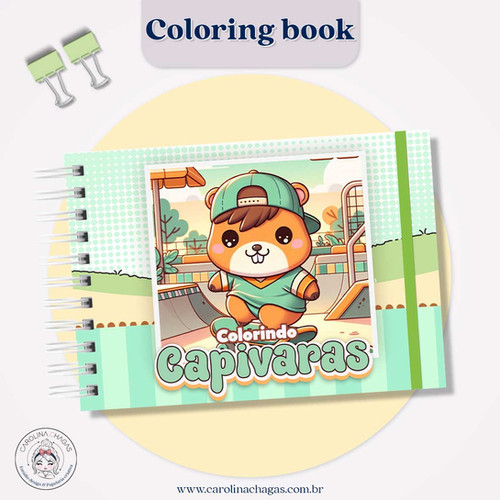 Livro de colorir Capivara Menino | 50 Desenhos | Carolina Chagas