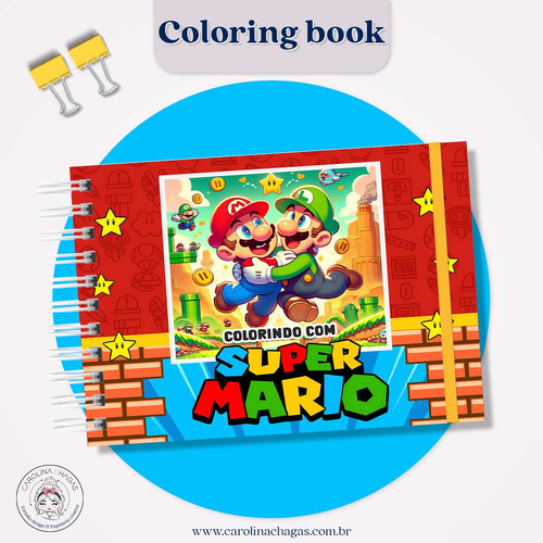 Livro de colorir Super Mario | 50 Desenhos | Carolina Chagas