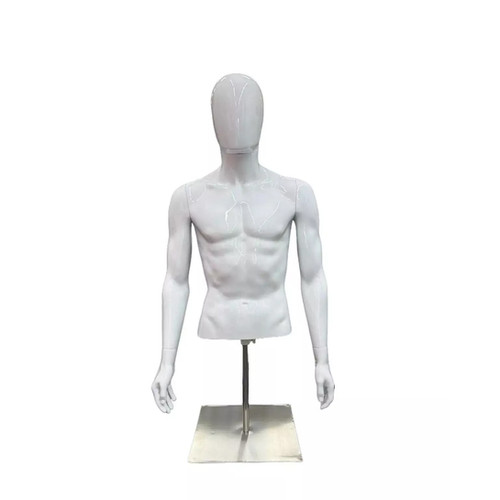White Plastic Male Half Body Mannequin Torso and Head | Prime Shopfittings