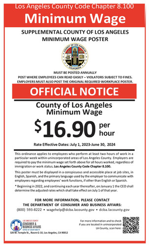 Los Angeles County Minimum Wage Poster | American Compliance