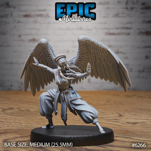 Angel Monk Attack Miniature (28mm scale) | Bugbear Armory