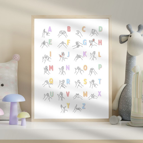 Pastel BSL Alphabet Poster - Capital Letters British Sign Language ...