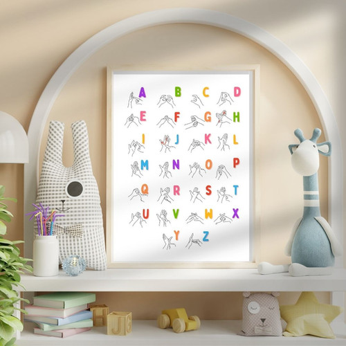 Rainbow BSL Alphabet Poster - Capital Letters British Sign Language ...