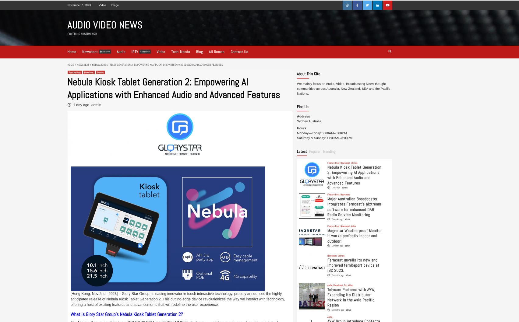 Nebula Kiosk Tablet Generation 2 is introduced in AUDIO VIDEO NEWS