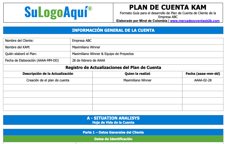Plantilla de plan de Cuenta KAM