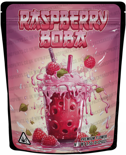 Raspberry Boba - 3.5G Mylar Bag Strain Labels | My Site
