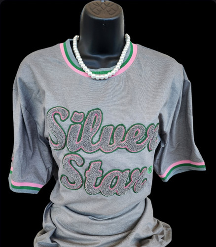 Silver Star Tshirt Chenille Rib | Jazzi Greeks