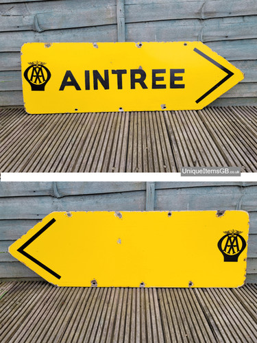 Genuine Double sided AA AINTREE Enamel Sign 37.5" x 12" | UniqueItemsGB ...