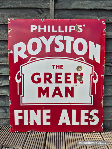 Early Genuine Phillips Royston Enamel Sign 36” x 30” | UniqueItemsGB.co.uk