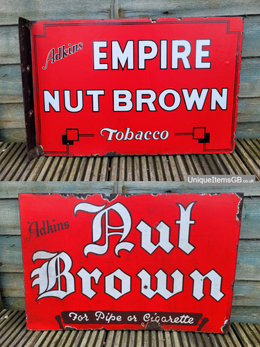 Early Flange Genuine Double Sided NUT BROWN Enamel Sign 18" x 12 ...