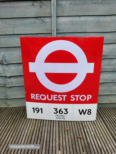 Original London Transport Double Sided Request Stop Bus Stop Enamel ...