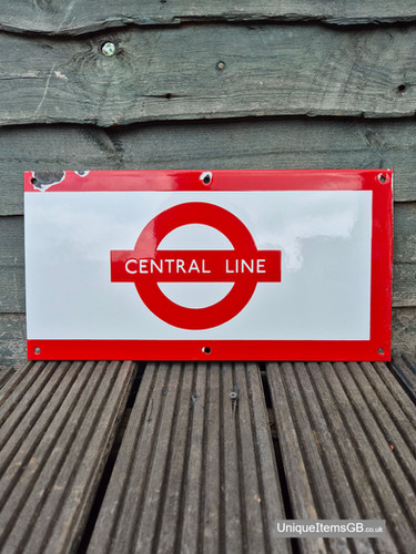 Genuine London Underground CENTRAL LINE Enamel Sign 17" x 9 ...