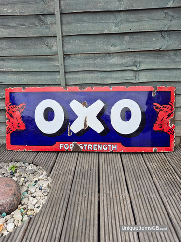 Genuine Early OXO Enamel Sign LARGE 48" x 18" | UniqueItemsGB.co.uk