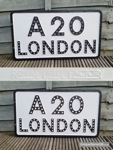 Pre-Warboys A20 LONDON ROAD SIGN with Glass Reflectors by Royal Label ...