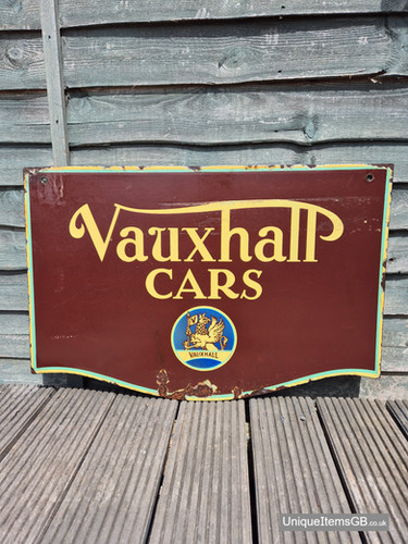 1950s Genuine Double Sided VAUXHALL CARS Enamel Sign Automobilia 30" x ...