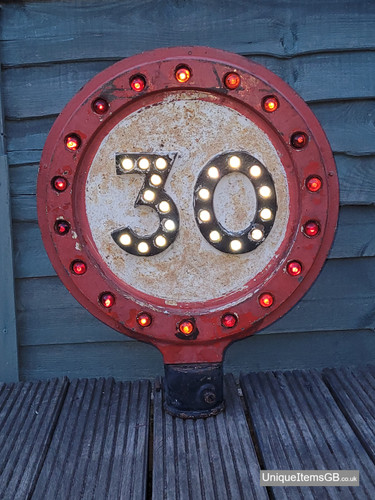 Pre-Warboys 30mph Road Sign with Glass Reflectors 18"DIA ...