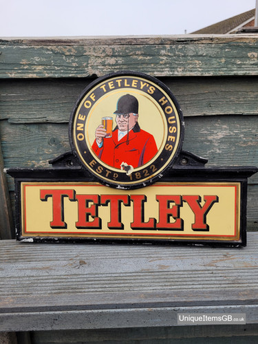 1960s Genuine TETLEY Enamel Sign in metal frame 14" x 9.5 ...