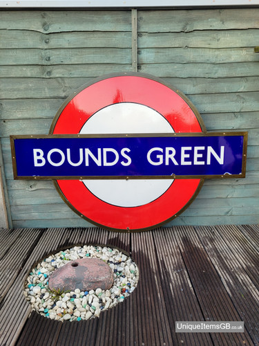 Early London Underground BOUNDS GREEN 60" Roundel Enamel Sign Brass ...