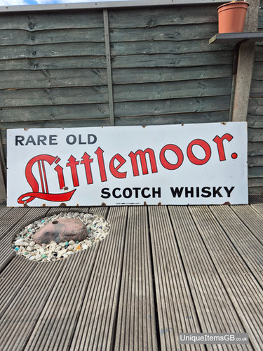 Early Genuine LITTLEMOOR SCOTCH WHISKY Enamel Sign Advertising LARGE 72 ...