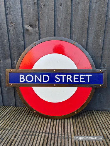 London Underground BOND STREET Station 24" Roundel Enamel Sign with ...