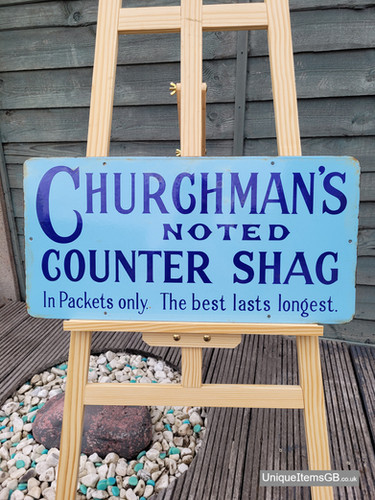 Original Churchmans Noted Counter Shag Enamel Sign Advertising 60 x ...