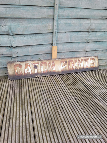 Original Railway CATCH POINTS Enamel Sign 36" x 6.5" | UniqueItemsGB.co.uk