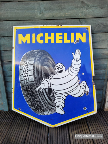 1966 Michelin Enamel Sign Advertising Sign LARGE 30" x 25.5" x 23 ...