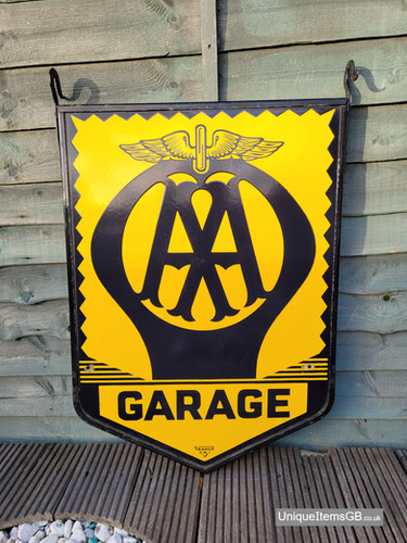 Genuine Double Sided AA Garage by FRANCO Enamel Sign Automobilia 31" x ...
