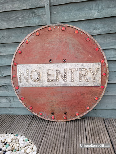 PreWarboys Circle NO ENTRY ROAD SIGN with glass reflectors LARGE 30 ...