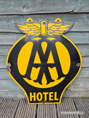 Genuine Double Sided AA HOTEL by FRANCO Enamel Sign Automobilia 25" x ...