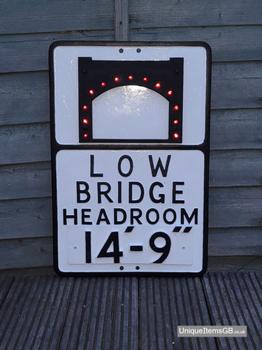 Pre-Warboys LOW BRIDGE HEADROOM ROAD SIGN with Glass Reflectors 21"x14 ...