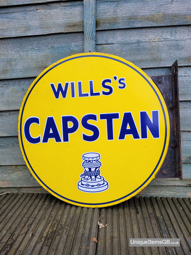 Early Genuine Flange Double Sided Wills Capstan Enamel Sign 17.5" DIA ...
