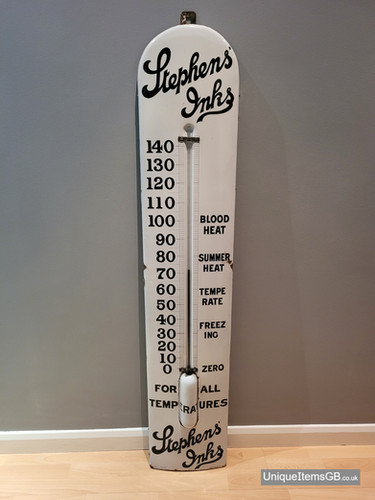 Early 20th Century Advertising Enamel Thermometer Sign Stephens Inks ...