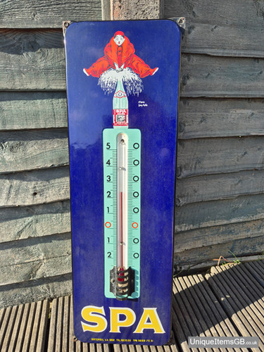 Genuine 1961 SPA Advertising Thermometer Enamel Sign 27" x 9 ...