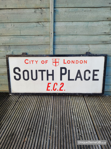 Genuine 1910's City of London South Place E.C.2. Opal Glass Street Sign ...