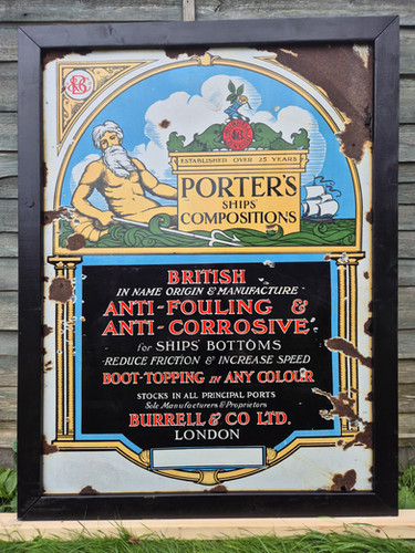 Genuine 1930's PORTERS Enamel Sign LARGE 48" X 36" FRAMED ...