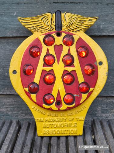 1930s AA Automobile Association Reflective Post Marker by Franco sign ...