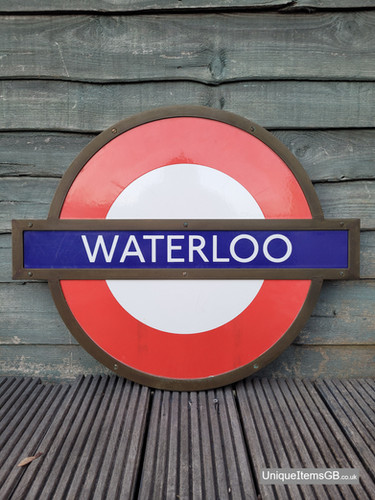 Early London Underground WATERLOO Station 3 part 24" Roundel Enamel ...