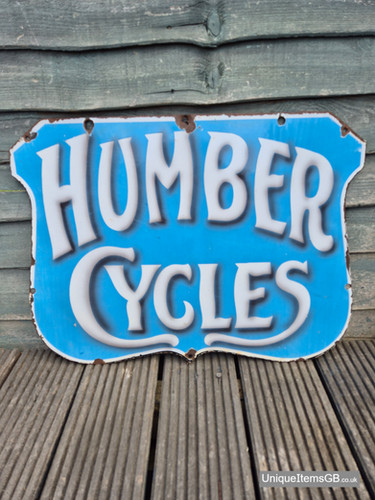 Early Genuine HUMBER CYCLES Enamel Sign 24" x 18" | UniqueItemsGB.co.uk