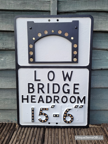 Pre-Warboys LOW BRIDGE HEADROOM ROAD SIGN with Glass Reflectors 21" x ...
