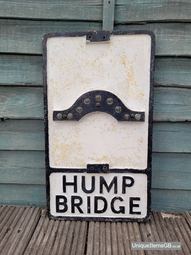 Pre-Warboys HUMP BRIDGE ROAD SIGN with glass reflectors 21" x 12 ...