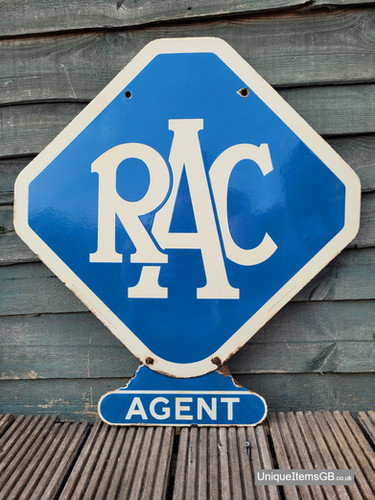 Genuine 1930's Double sided RAC AGENT enamel sign 25.5 x 23 ...